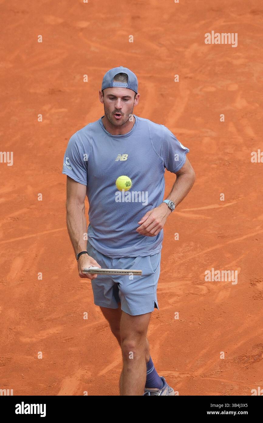 Tommy Paul of USA in action the Mutua Madrid Open at La Caja Magica on ...