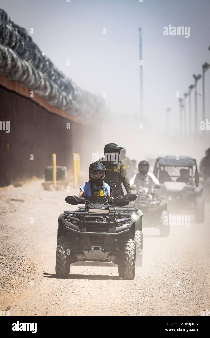 Department of Homeland Security (DHS) Secretary Kristi Noem rides an ...