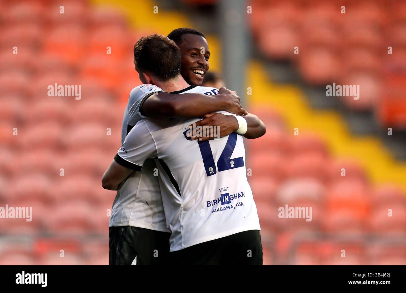 Birmingham City's Ethan Laird (left) celebrates scoring their side's ...