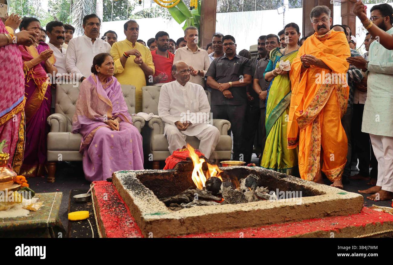 THANE, INDIA - APRIL 30: NCP (SP) President Sharad Pawar and his wife ...