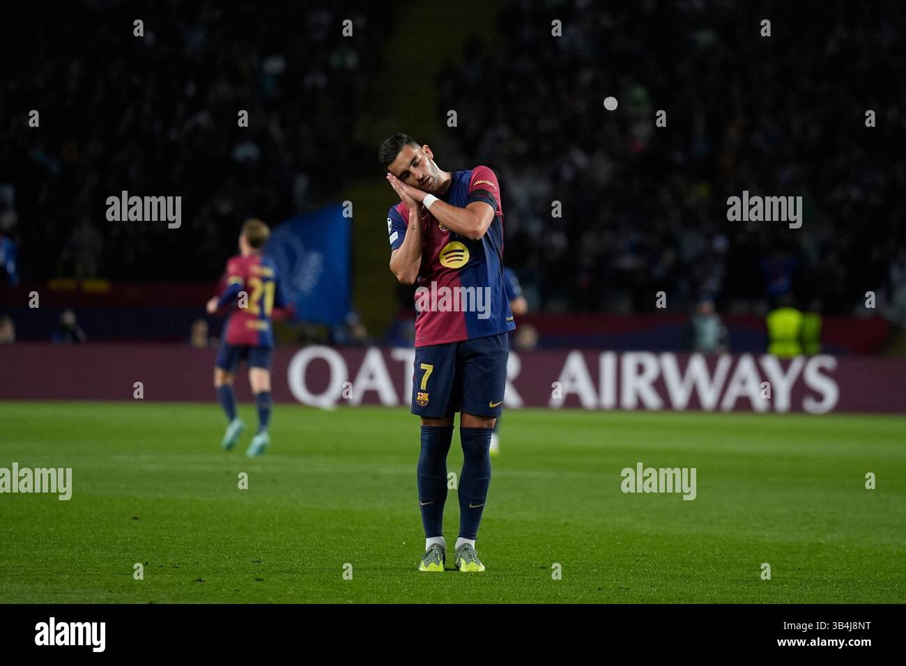 Barcelona's Ferran Torres celebrates after scoring during the Champions ...
