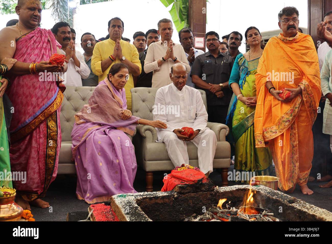 THANE, INDIA - APRIL 30: NCP (SP) President Sharad Pawar and his wife ...