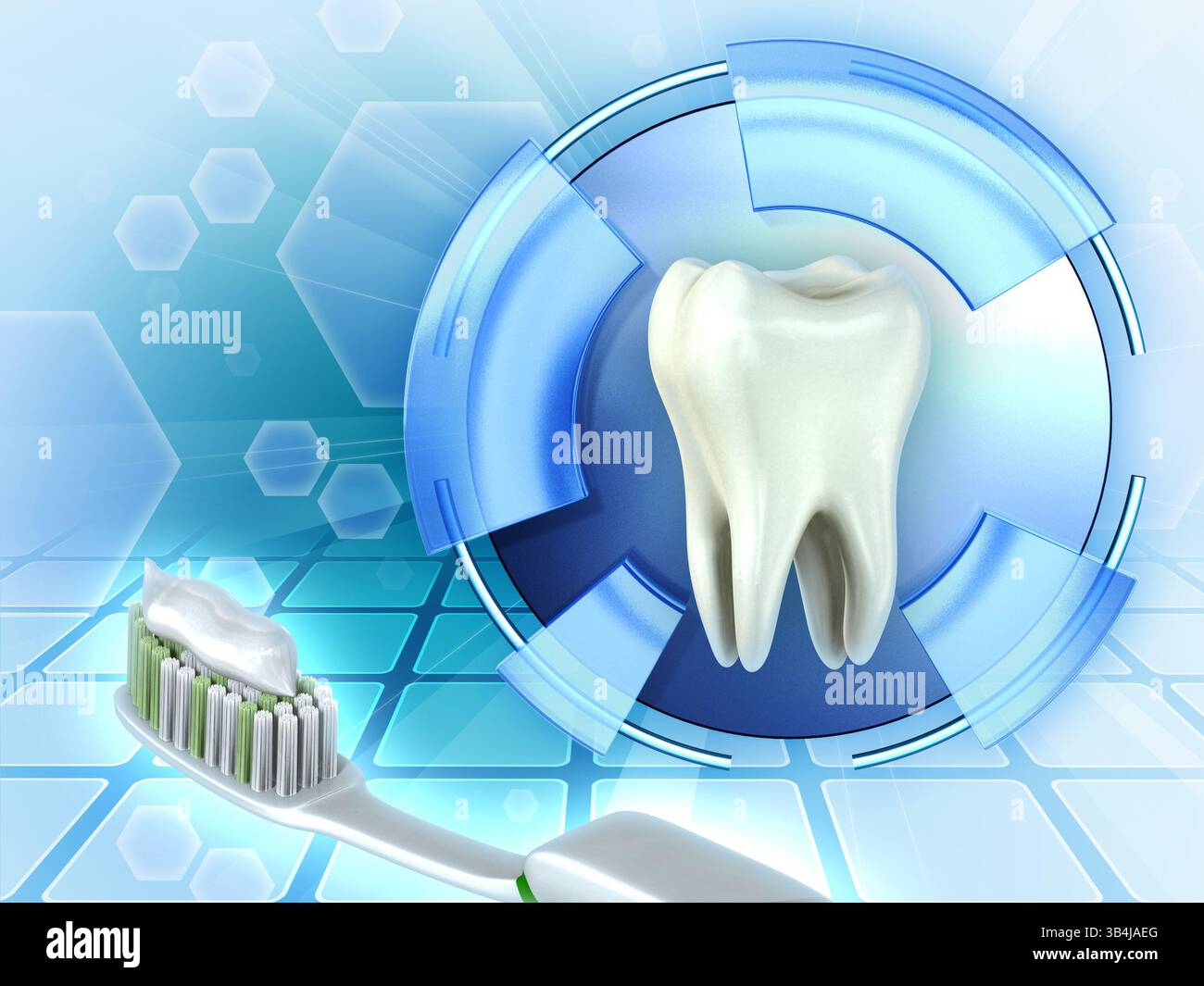 Protecting teeth using toothbrush and toothpaste. Digital illustration ...