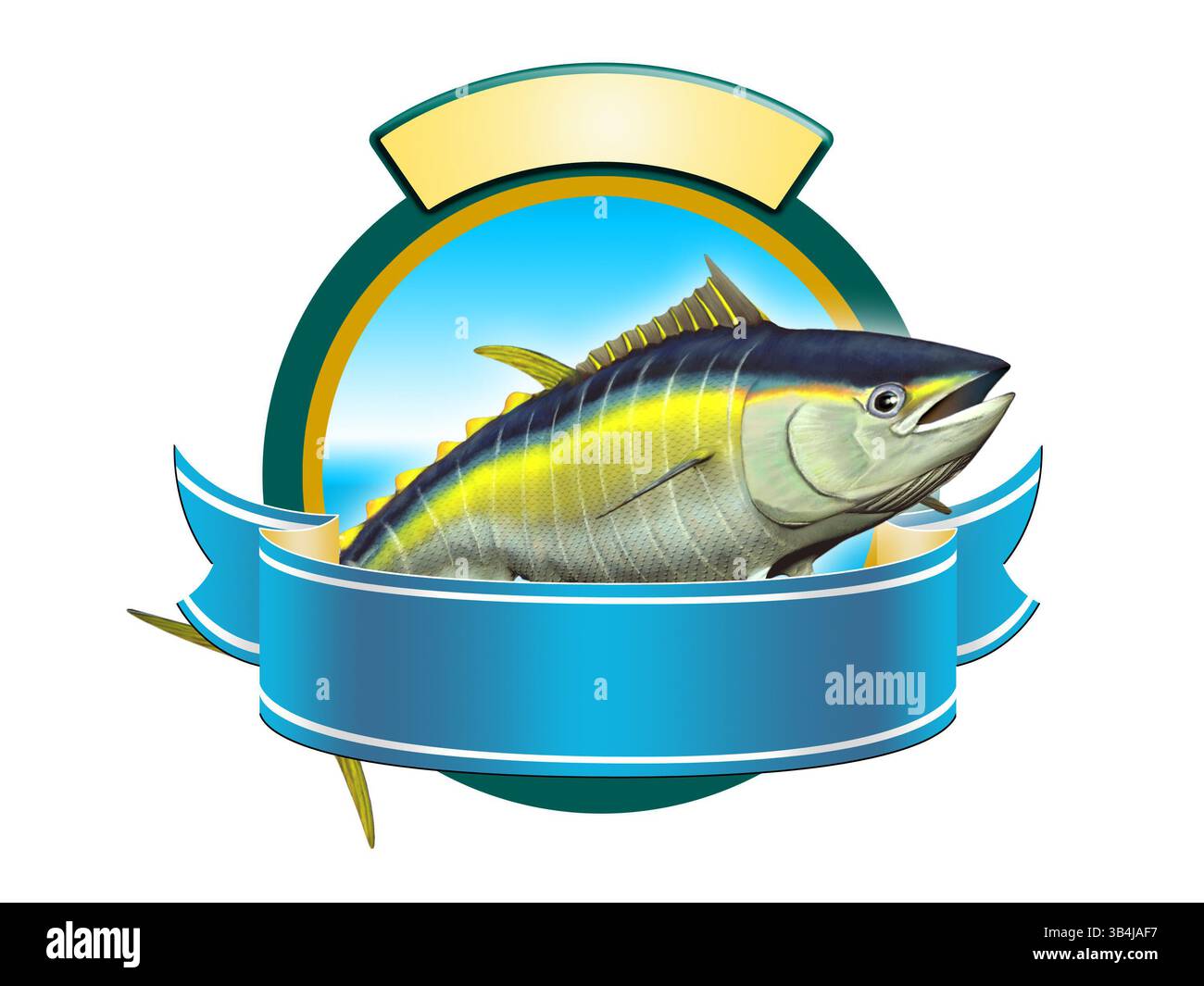 Yellow-fin tuna label, copy space available to insert your text ...