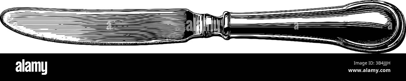 Vintage butter knife engraved illustration set for kitchen design Stock ...
