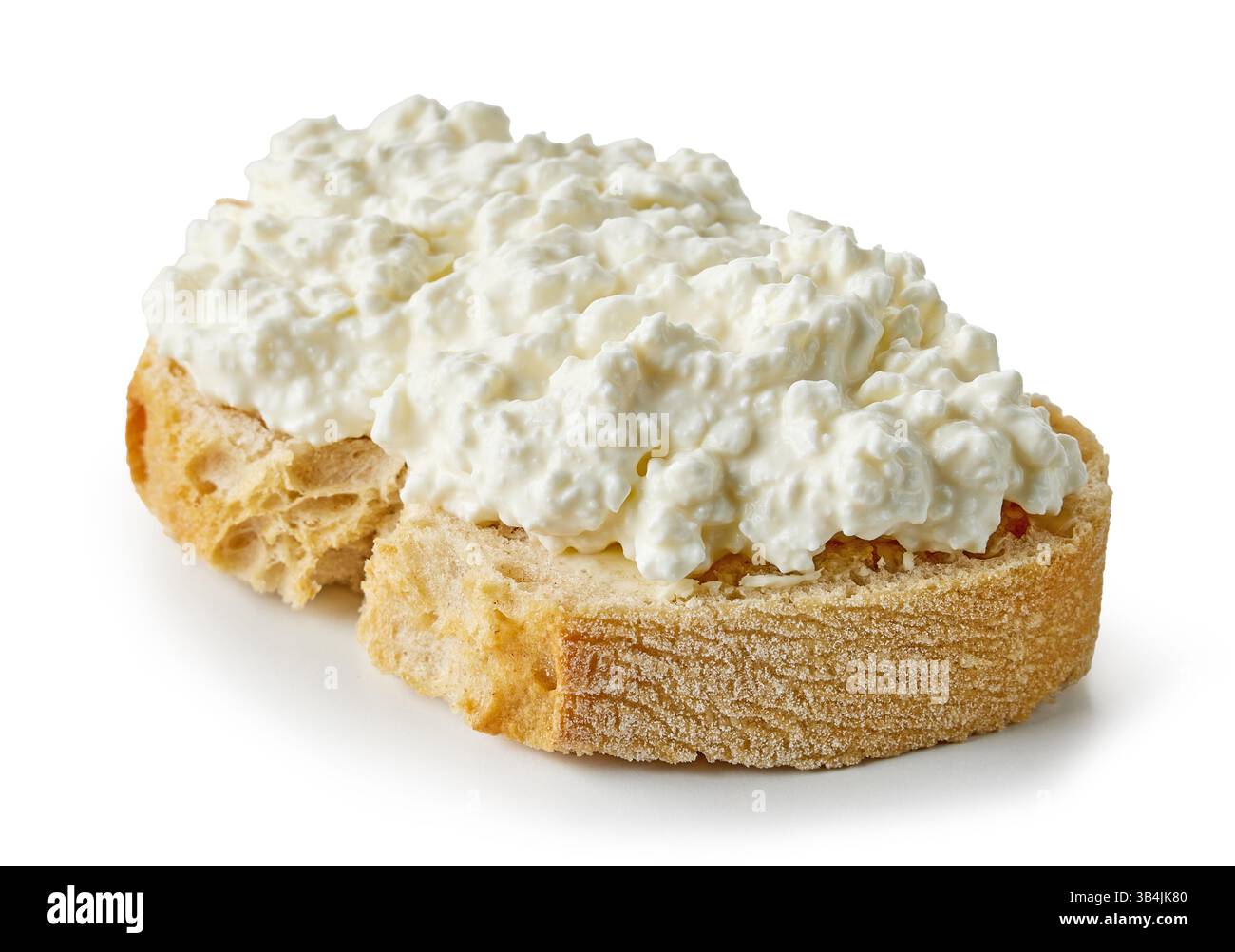 bread slice with cottage cheese isolated on white background Stock ...