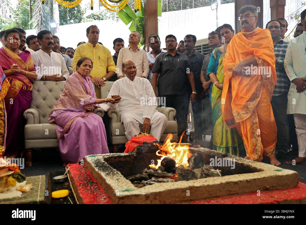 THANE, INDIA - APRIL 30: NCP (SP) President Sharad Pawar and his wife ...