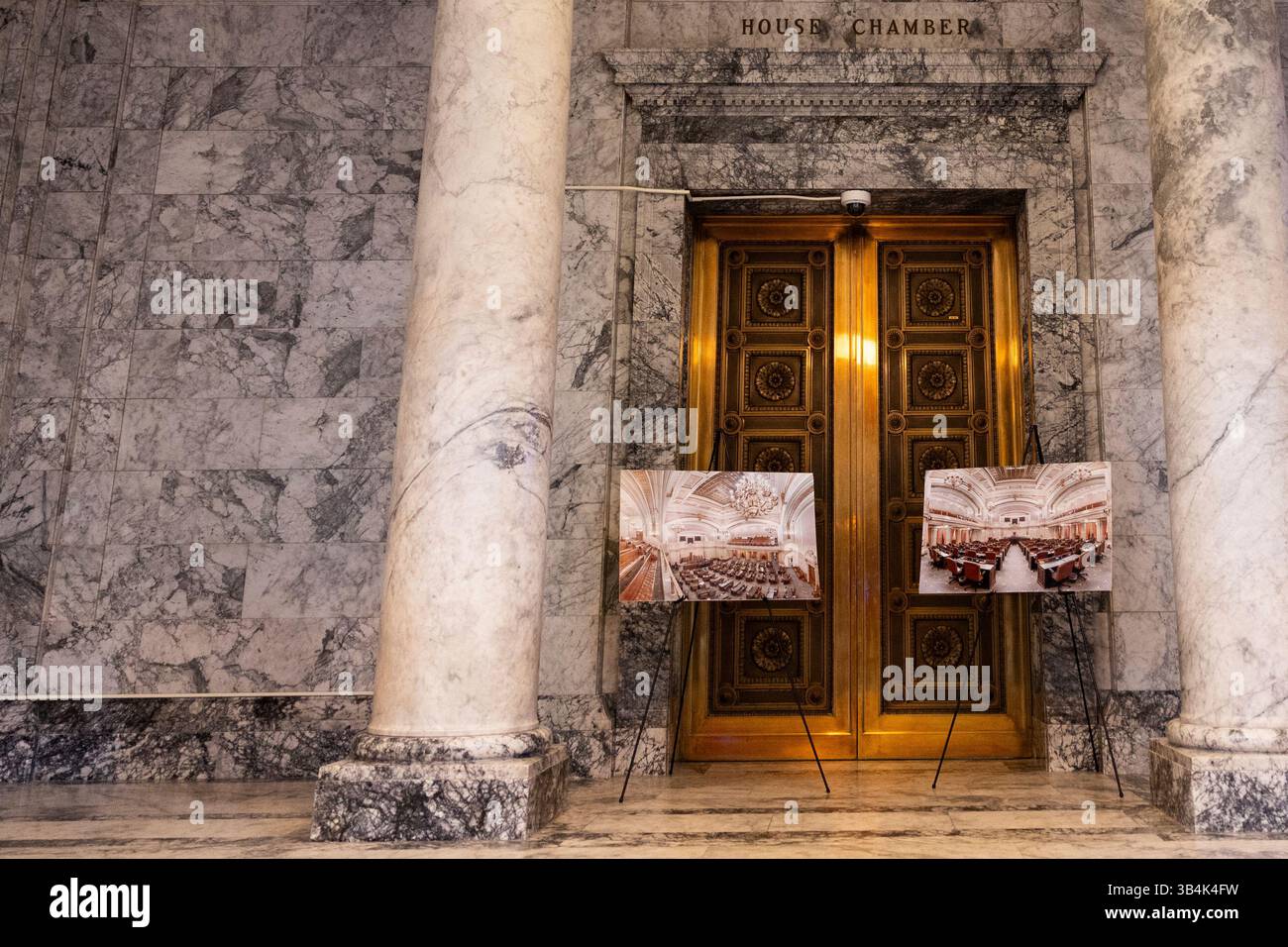 The doors to the House Chambers inside the Washington State Capitol ...