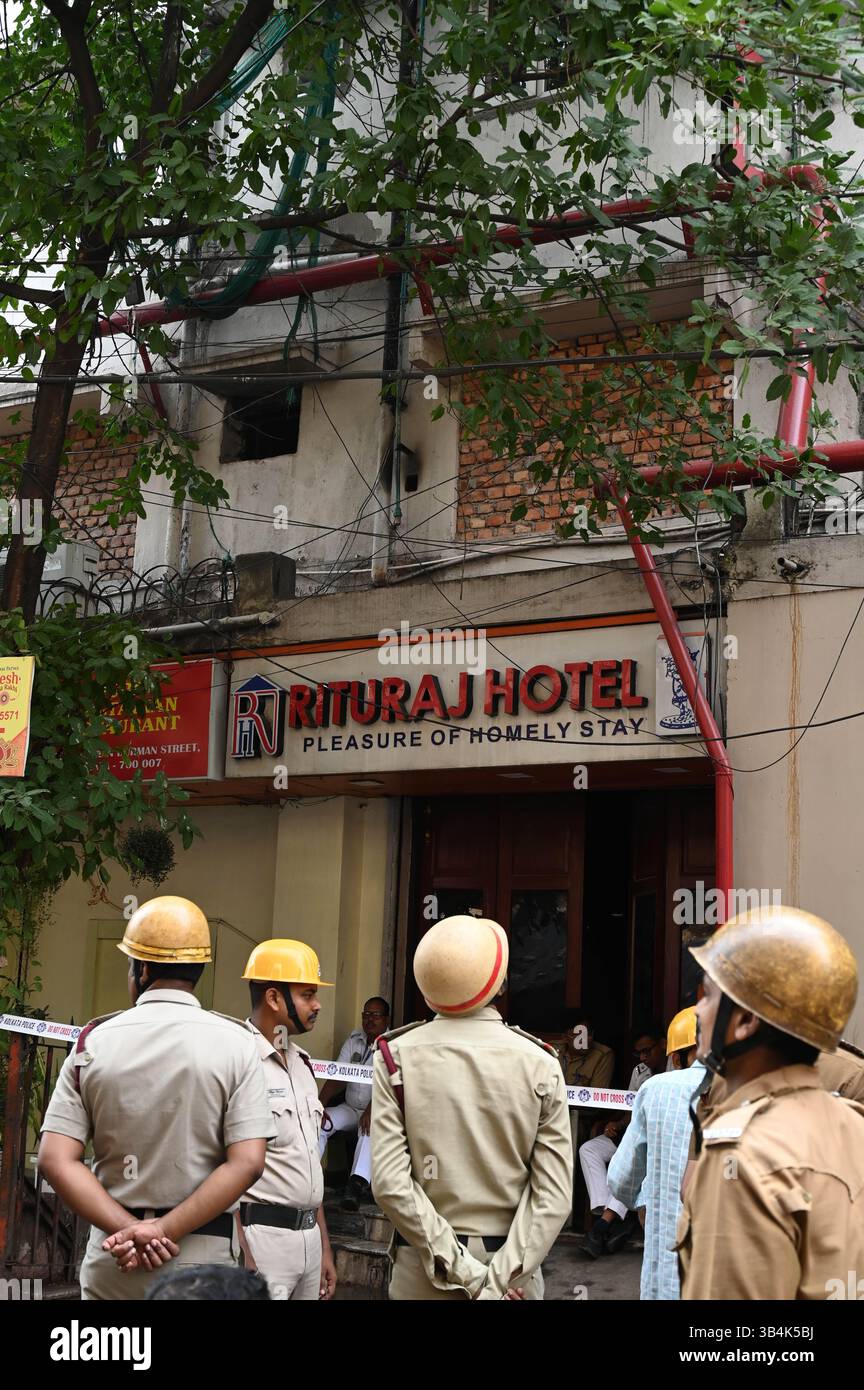 KOLKATA, INDIA - APRIL 30: A massive fire broke out at Rituraj Hotel on ...