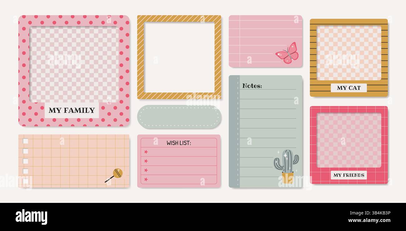 Set of various paper notes, stickers, frames Stock Vector Image & Art ...