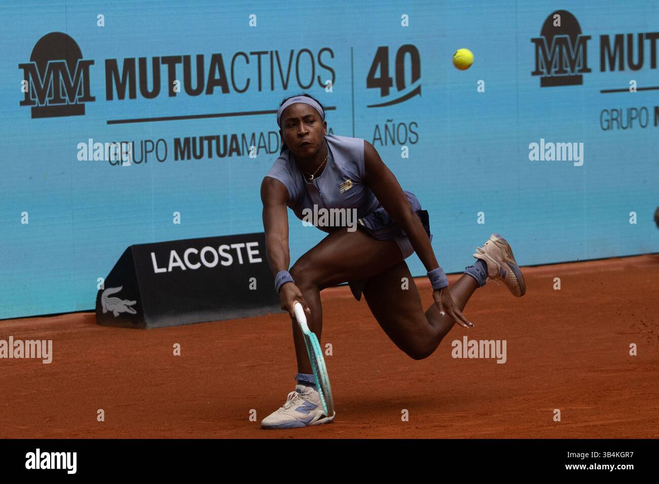 Madrid, Spain. 30th Apr, 2025. American Coco Gauff plays against Russian Mirra Andreeva (not ...