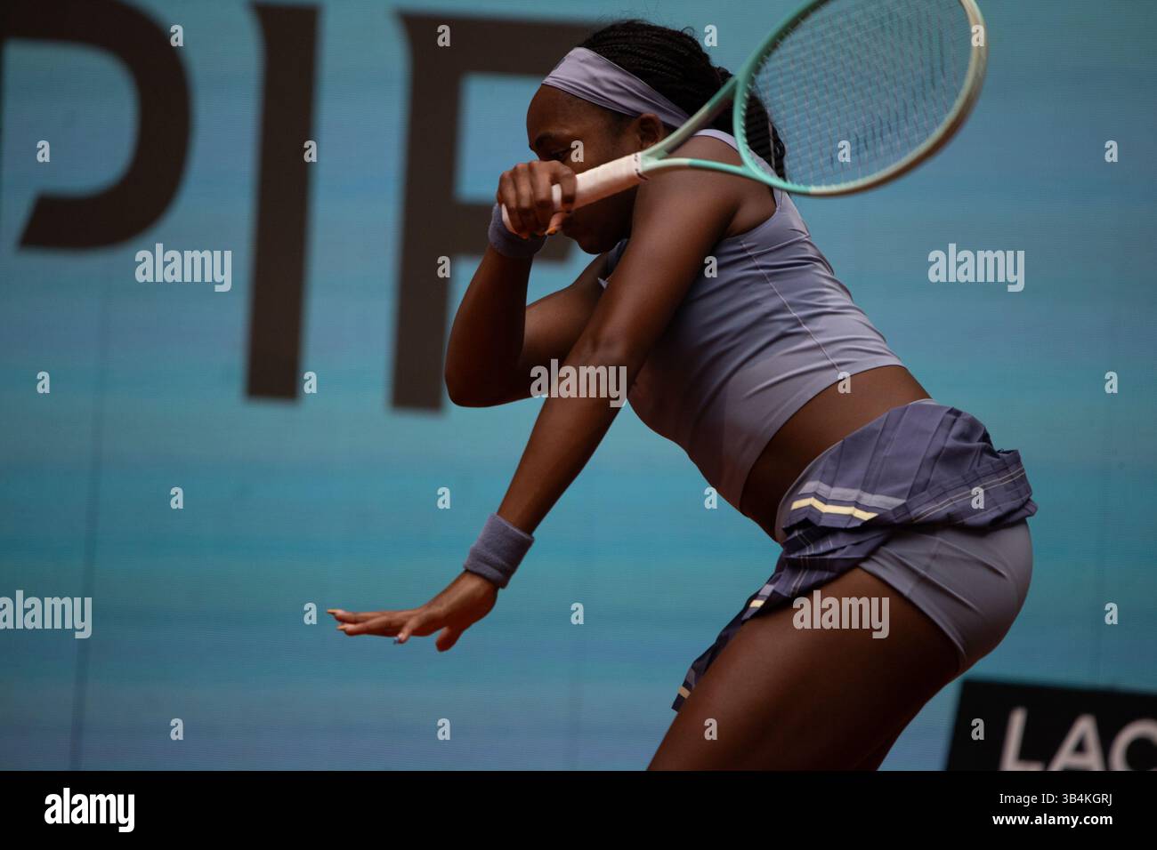 Madrid, Spain. 30th Apr, 2025. American Coco Gauff plays against Russian Mirra Andreeva (not ...