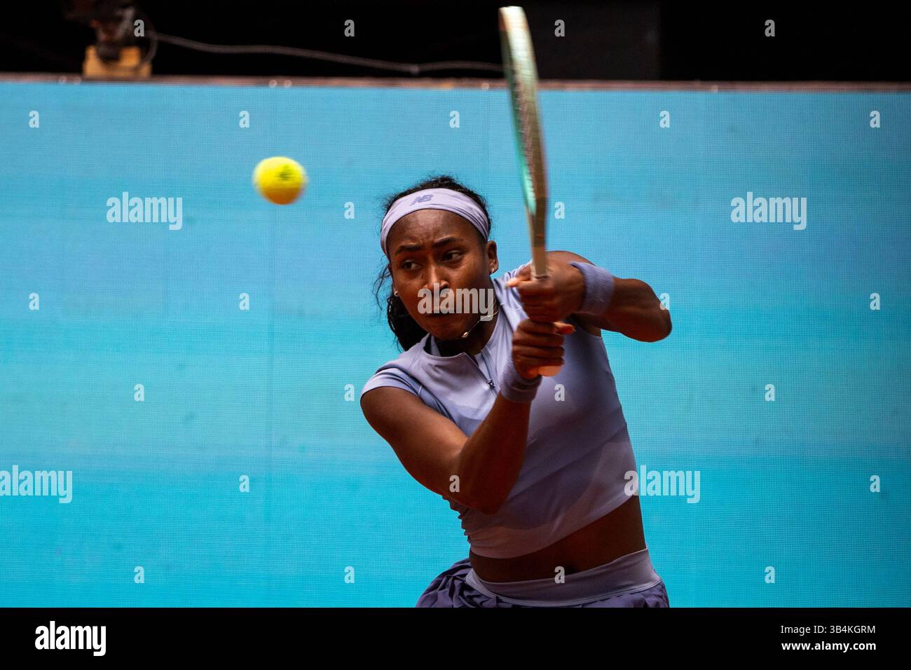 Madrid, Spain. 30th Apr, 2025. American Coco Gauff plays against Russian Mirra Andreeva (not ...