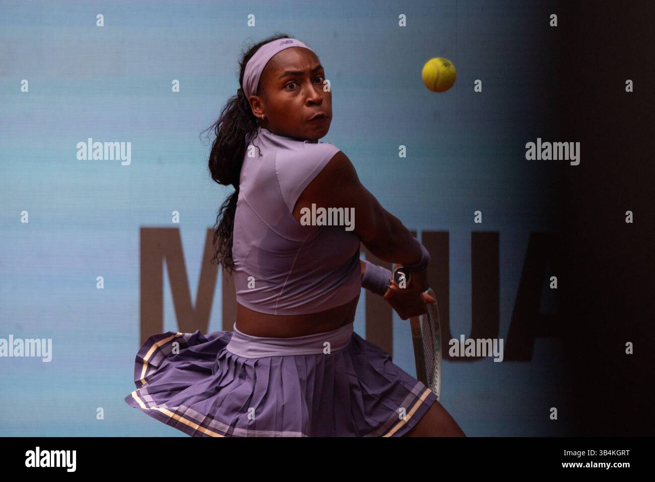 Madrid, Spain. 30th Apr, 2025. American Coco Gauff plays against Russian Mirra Andreeva (not ...