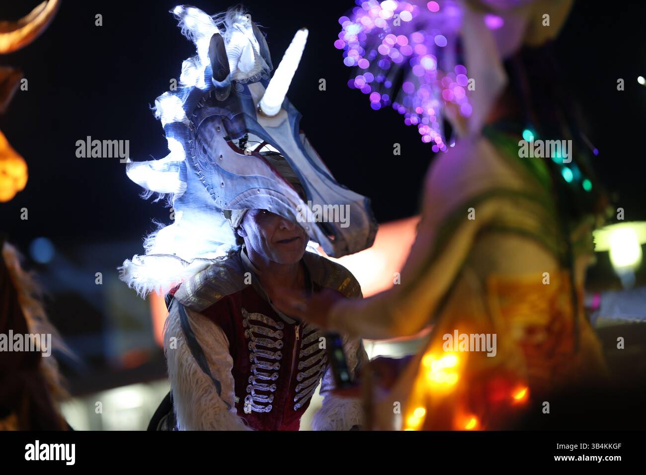 Thale, Germany. 30th Apr, 2025. Mythical creatures walk through the ...