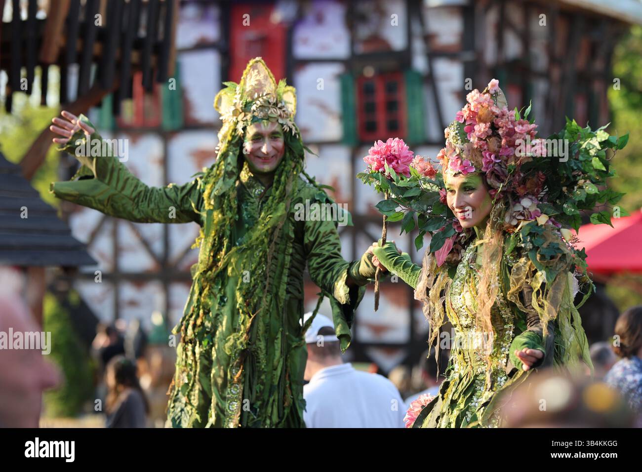 Thale, Germany. 30th Apr, 2025. Mythical creatures walk through the ...