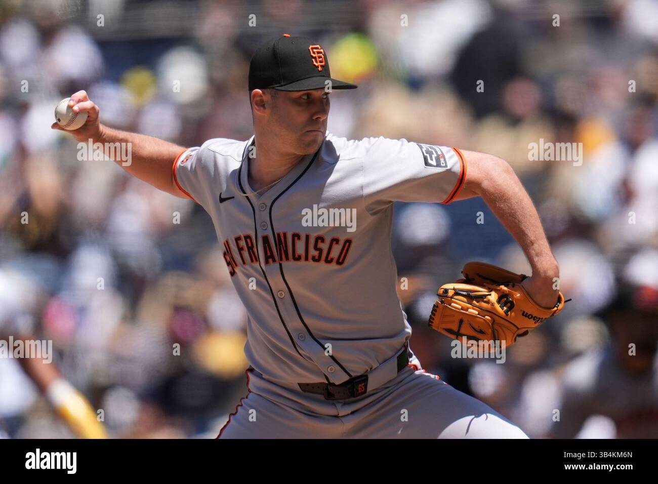 San Francisco Giants starting pitcher Landen Roupp works against a San ...