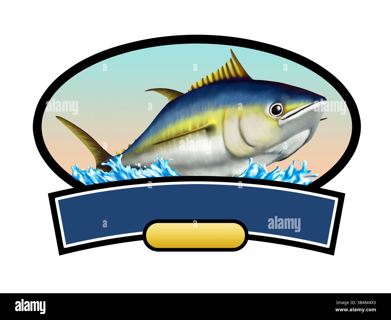 Tuna fish label, copy space available to insert your text. Digital ...