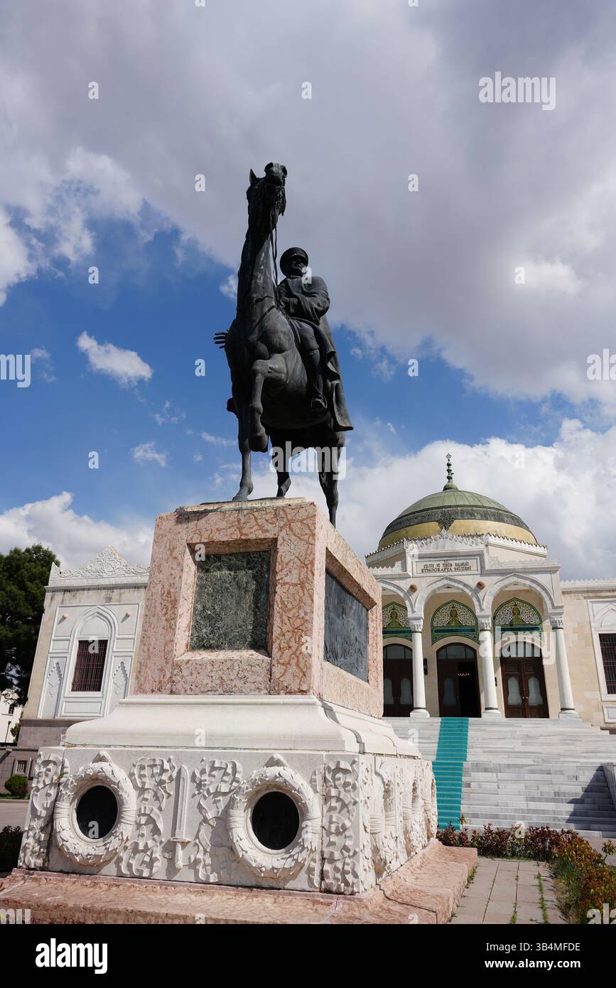 Ataturk Statue in front of Ethnography Museum of Ankara City in Turkiye ...