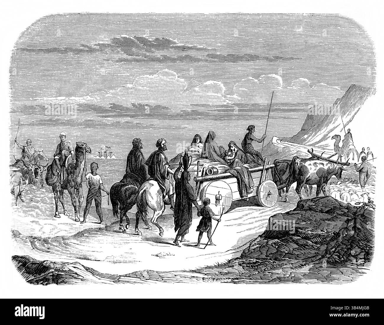 Illustration of Esau and his family departing (Genesis) from Antique ...