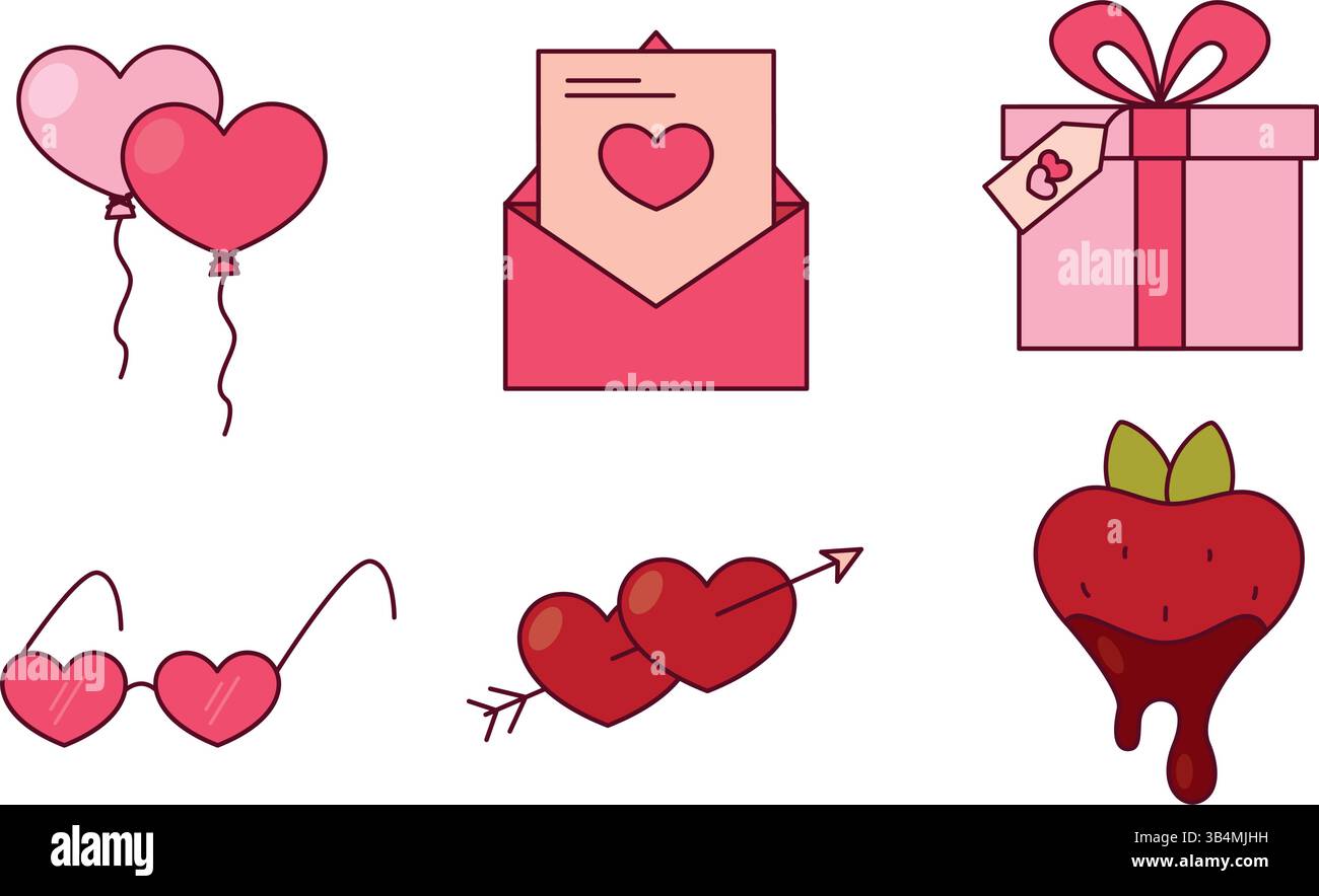 Colorful romantic set. Vector illustration Stock Vector Image & Art - Alamy