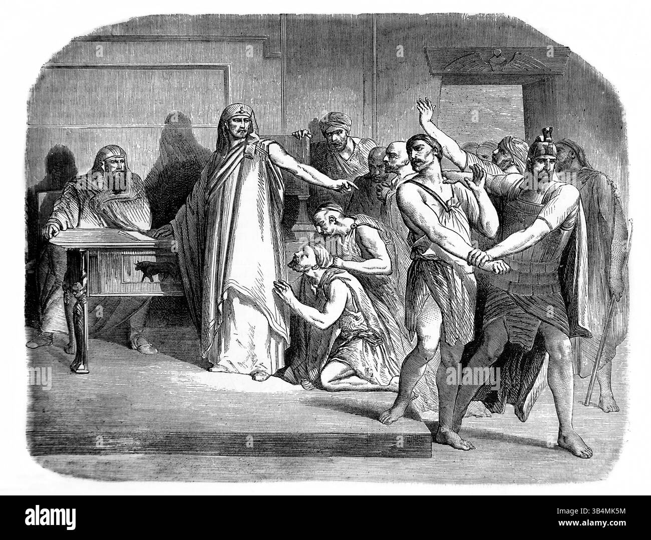 Illustration of Joseph having Simeon Bound to ensure Joseph's Brothers ...