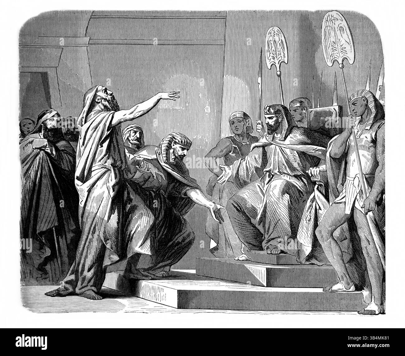 Illustration of Joseph Presenting his father Jacob to the Pharaoh in ...