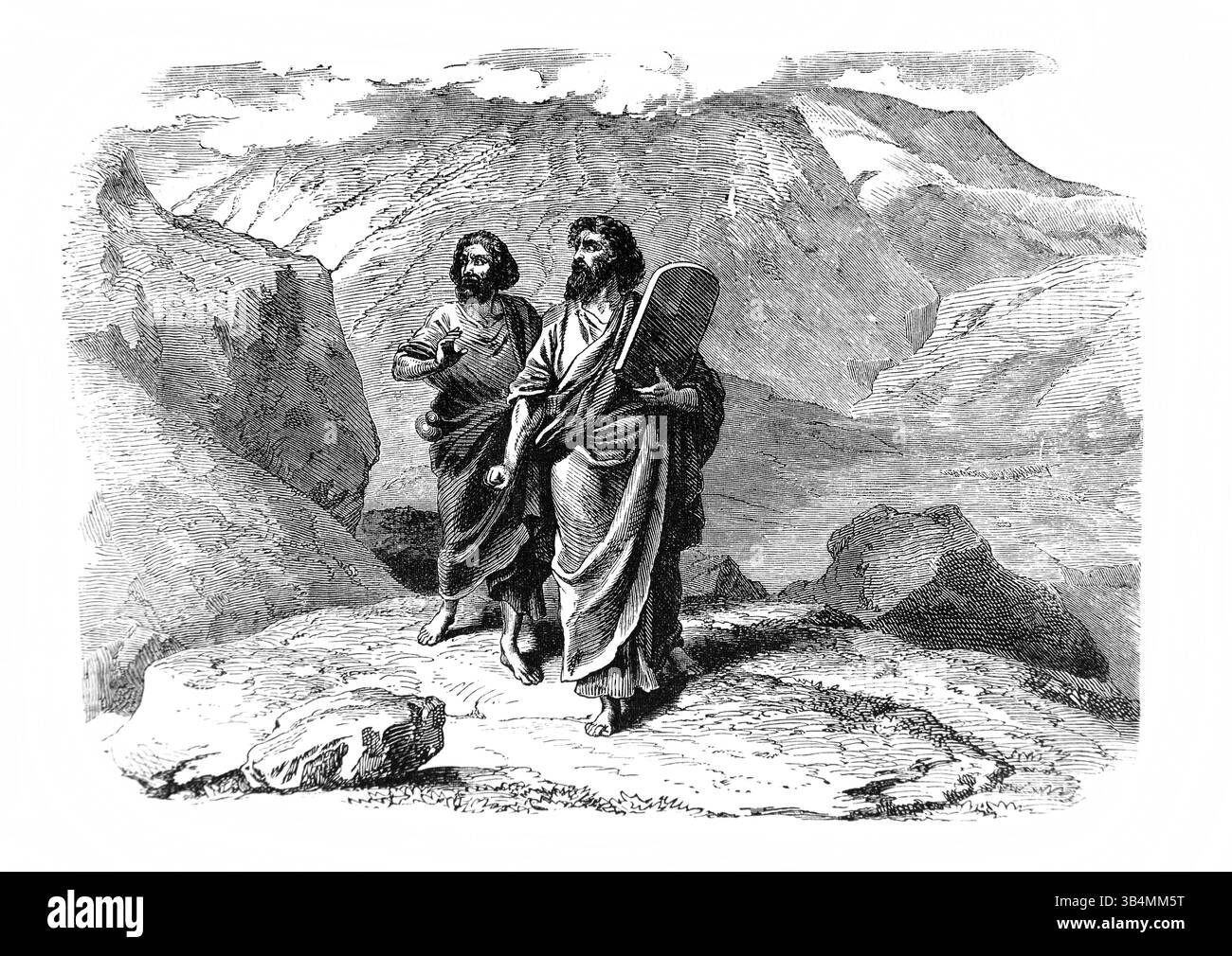 Illustration of Moses with the Tablets of Law and his Servant Joshua ...