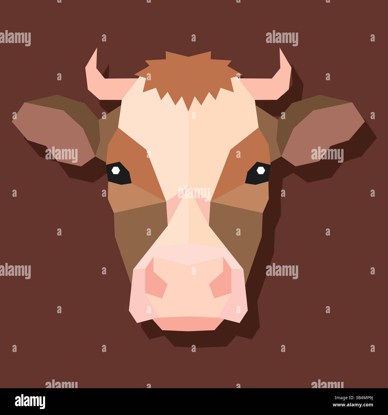 Low poly cow head front. Vector illustration Stock Vector Image & Art ...