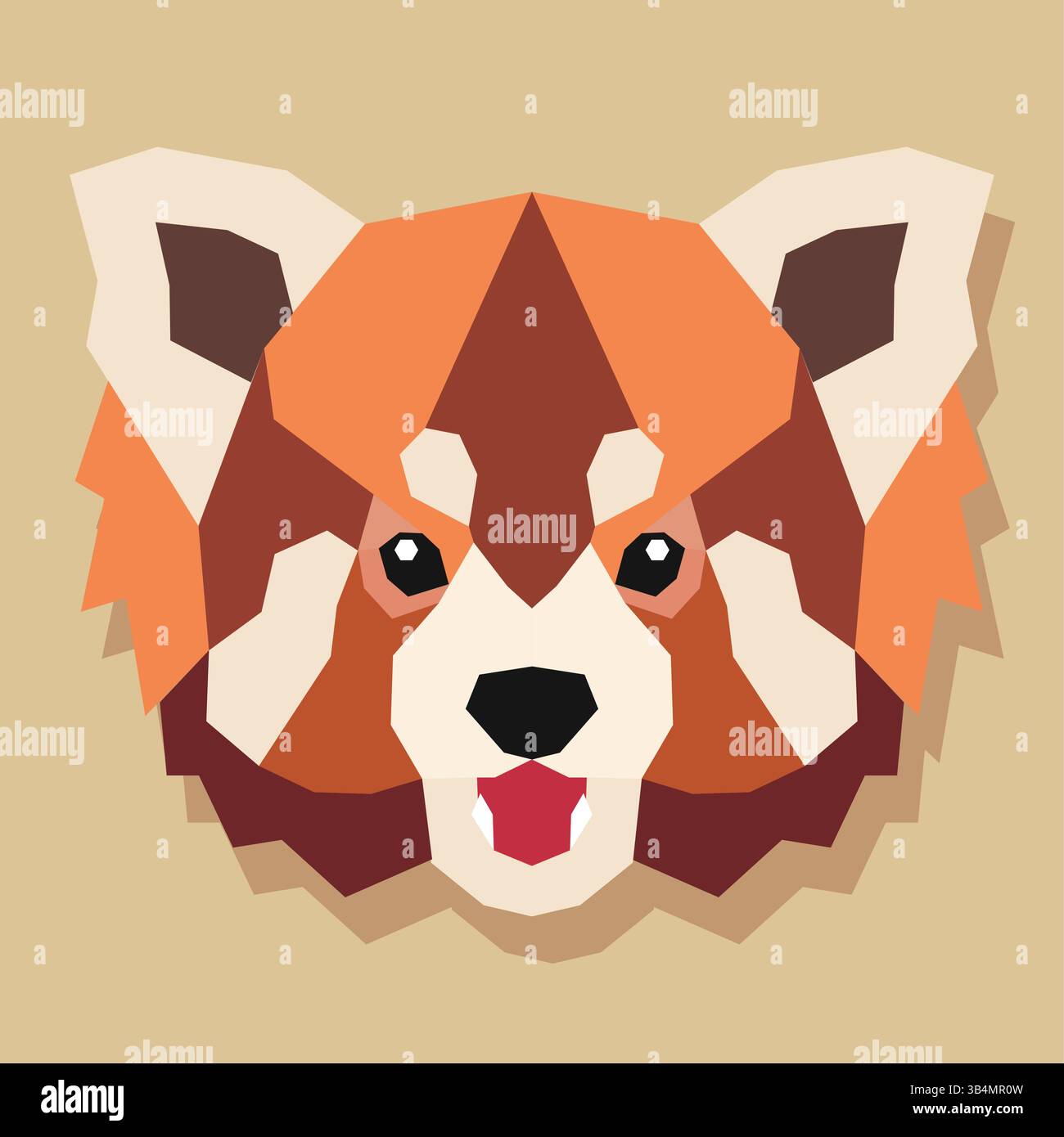 Geometric red panda face art. Vector illustration Stock Vector Image ...