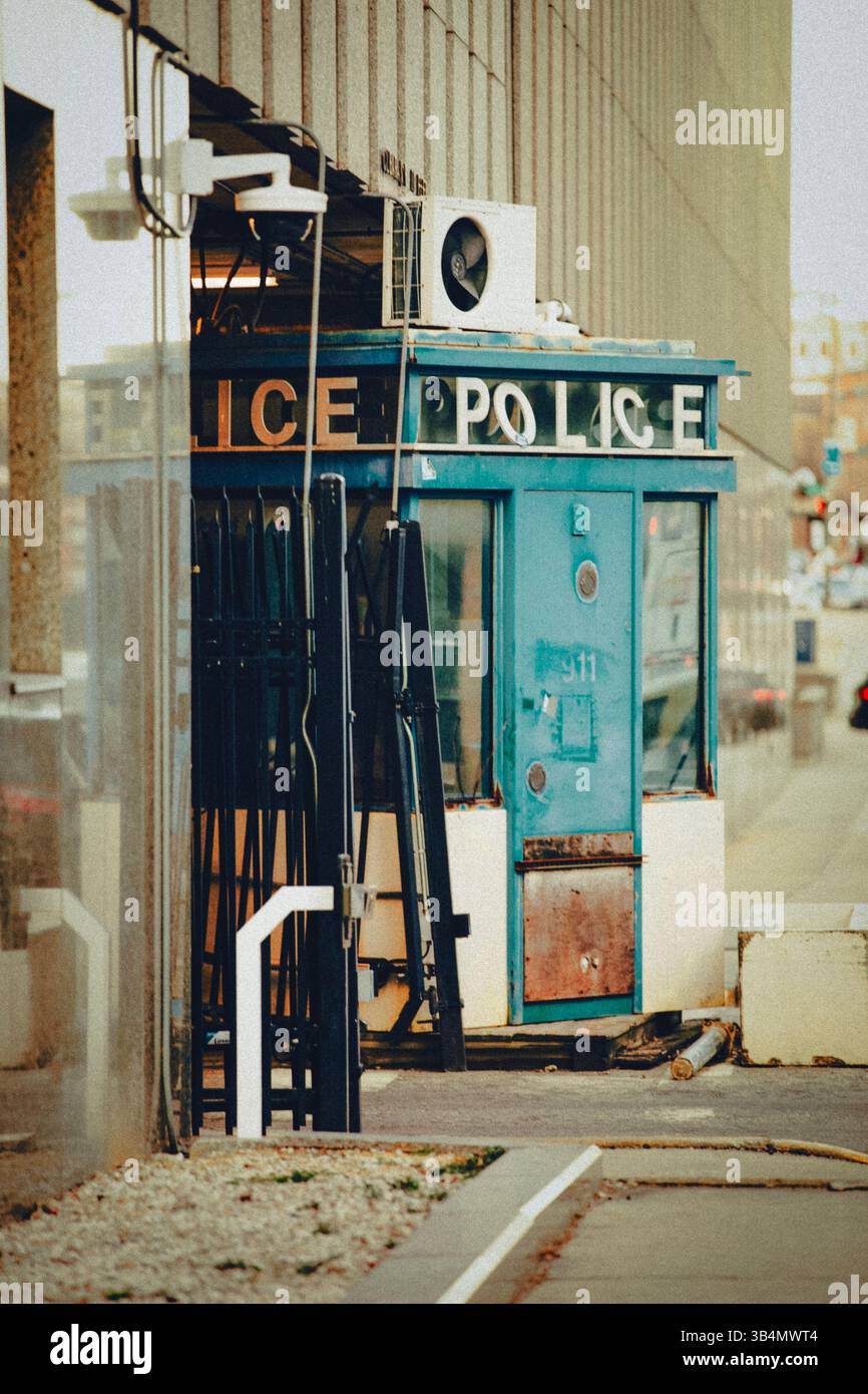 Entrance to the police station in downtown Baltimore, Maryland, U.S ...