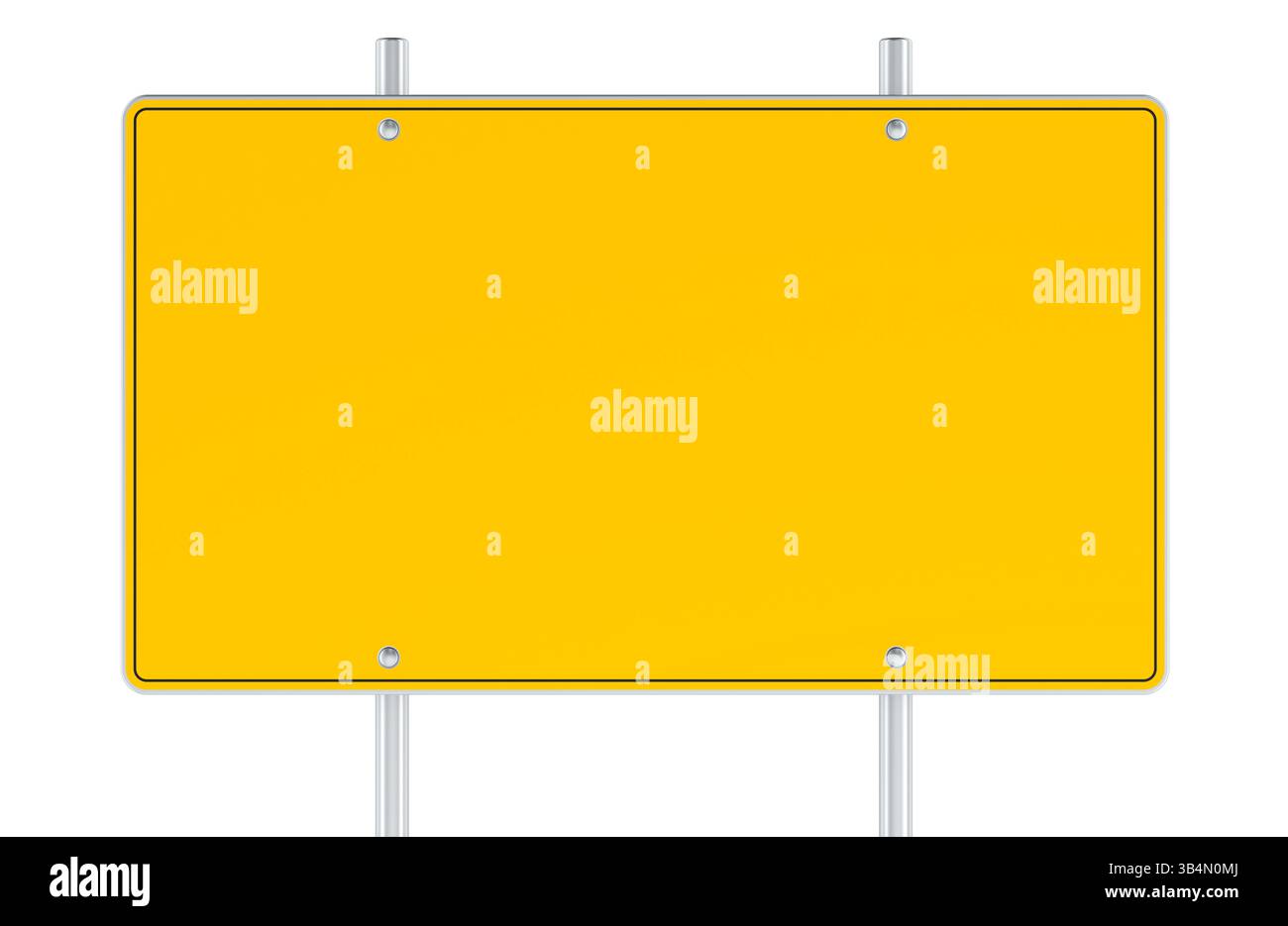 Blank yellow traffic road sign, front view. 3D rendering isolated on ...