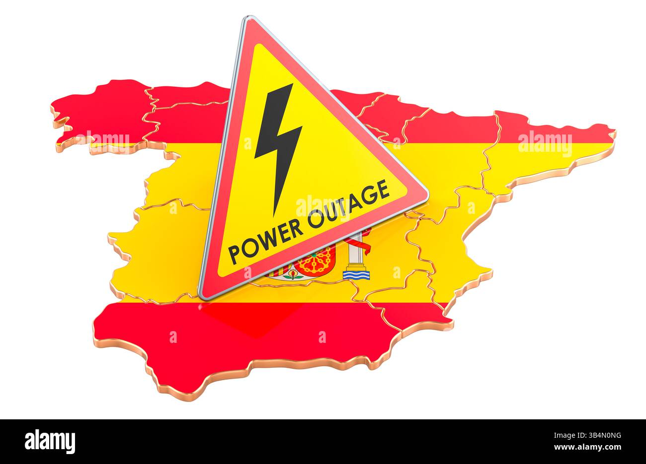 Power Outage in Spain, concept. Power outage yellow triangle sign on ...