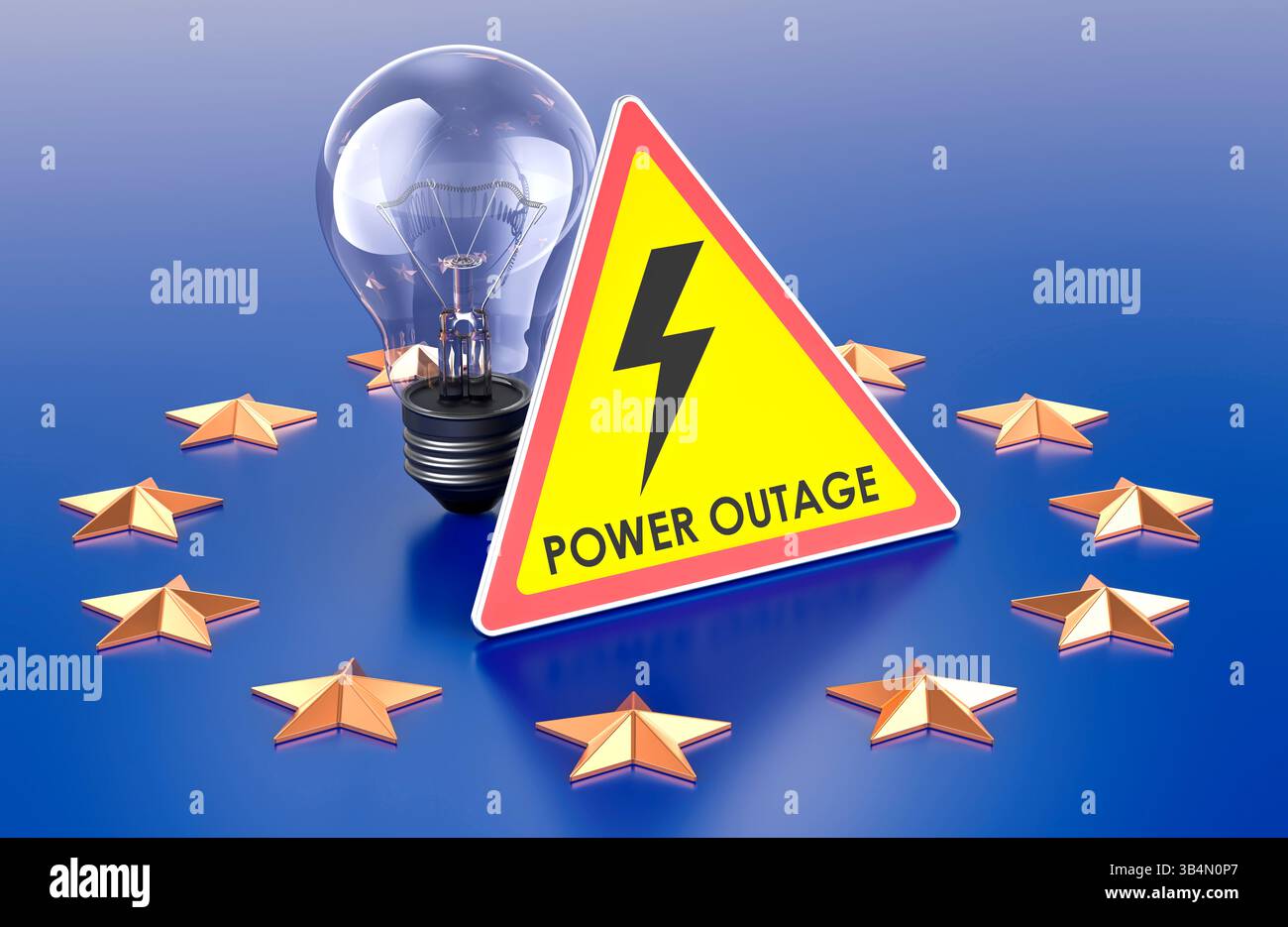 Power Outage in the EU, concept. Lightbulb with power outage yellow ...