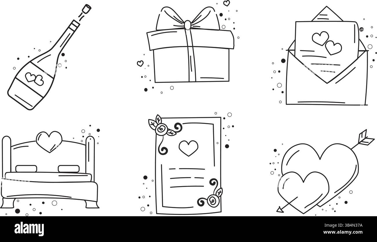 Wedding icons outline set. Vector illustration Stock Vector Image & Art ...