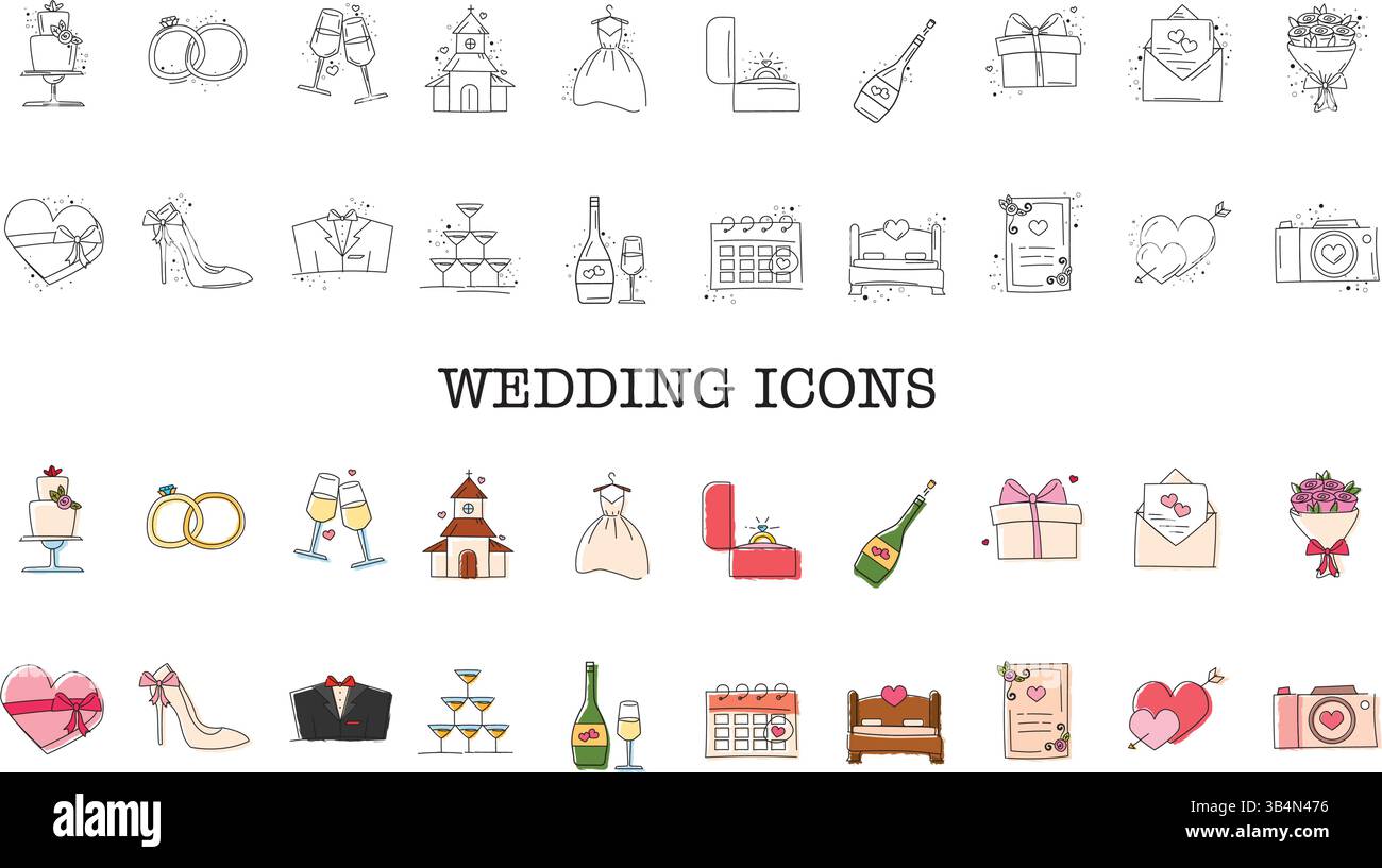 Romantic icons collection. Vector illustration Stock Vector Image & Art ...