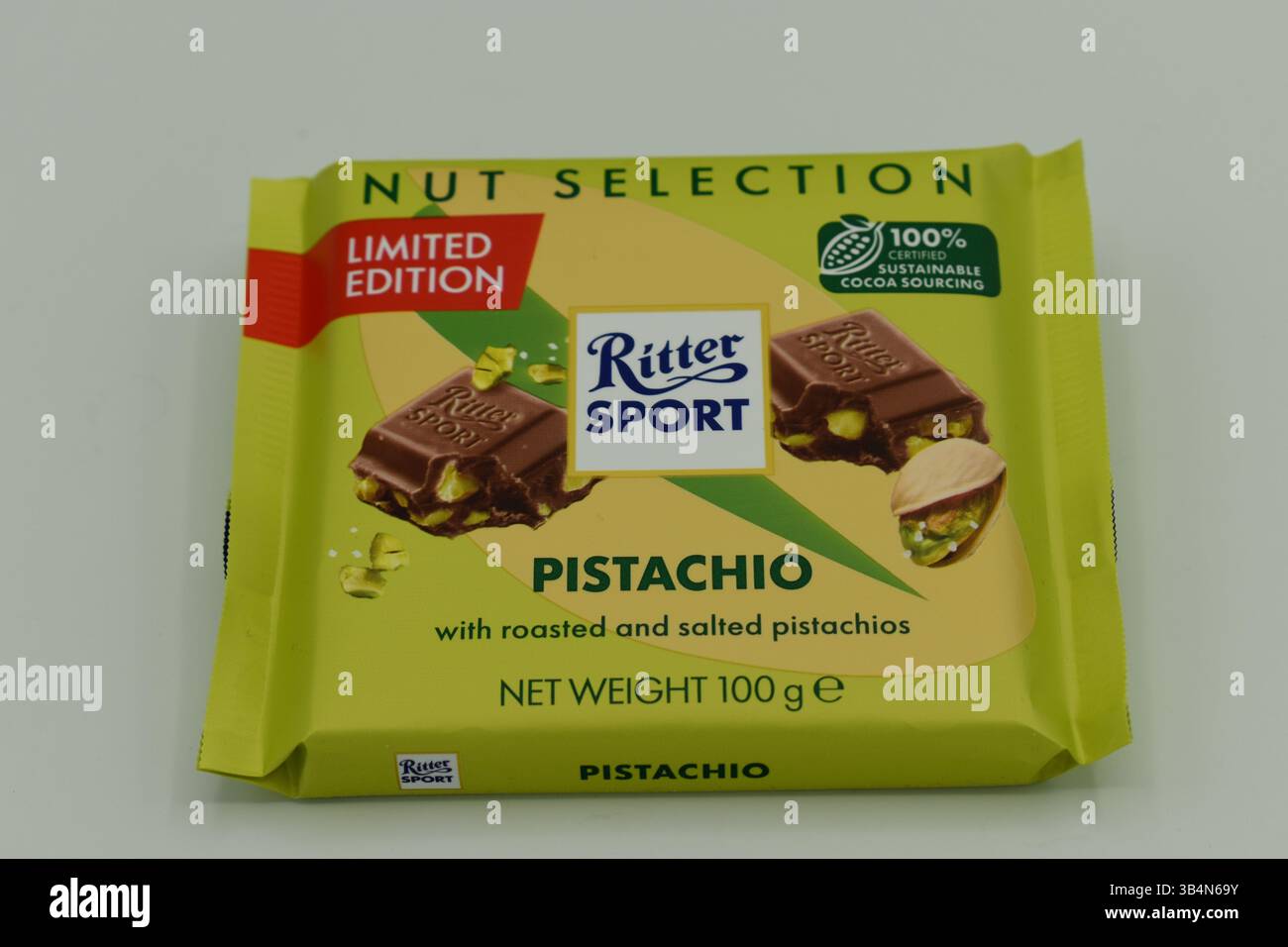 A Ritter Sport limited edition pistachio chocolate bar. This is another ...