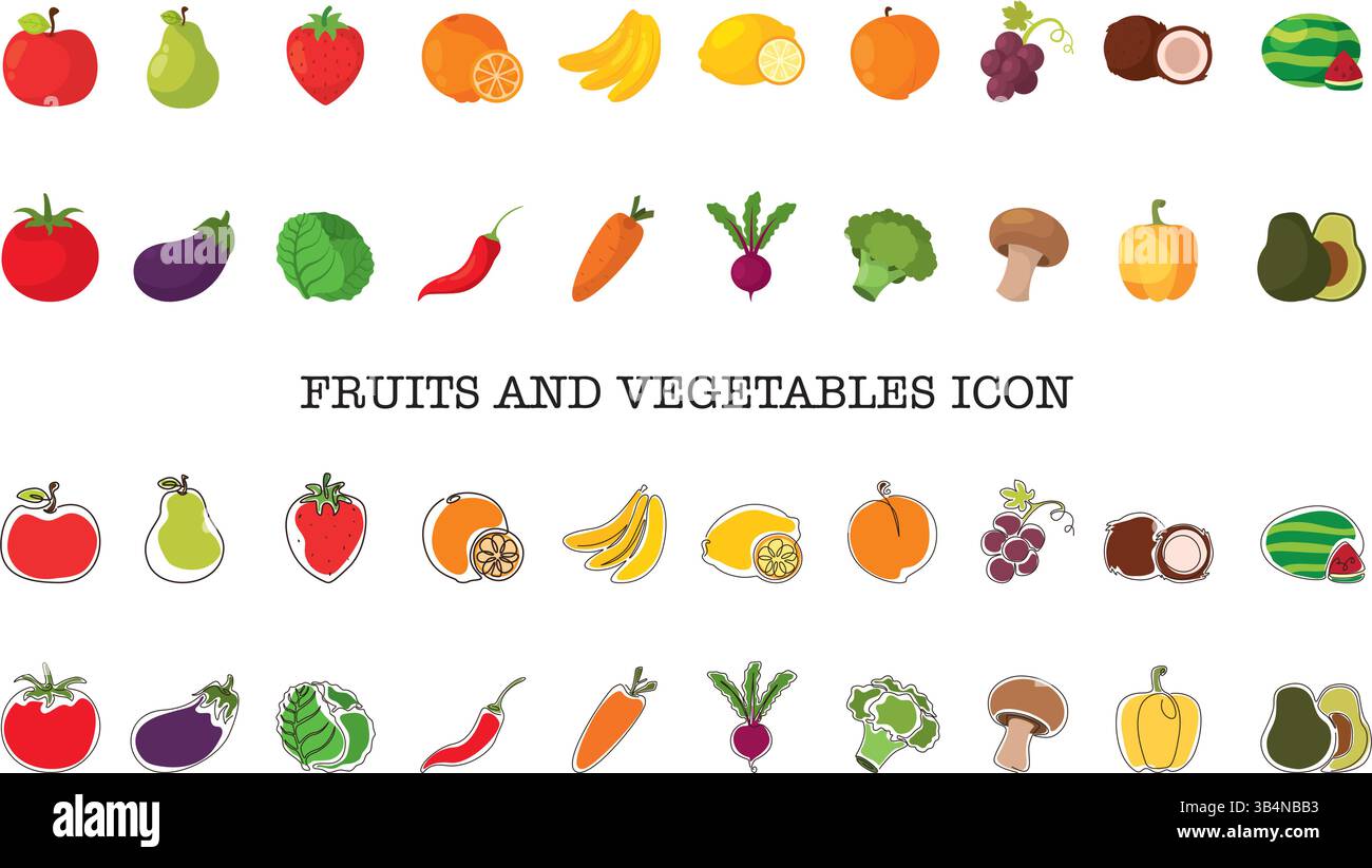Fruit veggie icons set. Vector illustration Stock Vector Image & Art ...