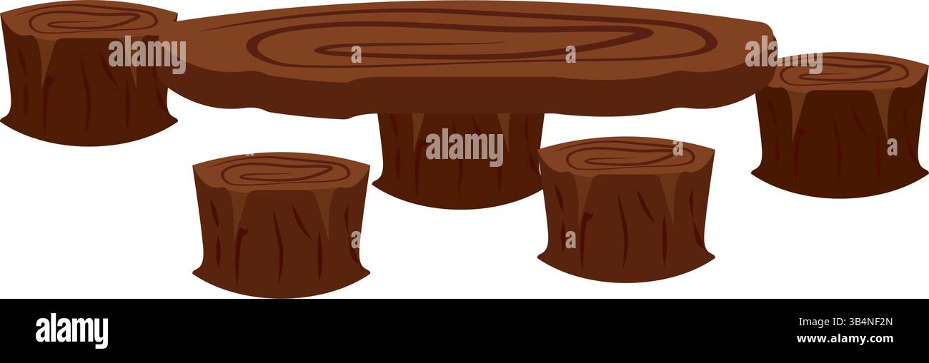 Wooden log camp table set. Vector illustration Stock Vector Image & Art ...
