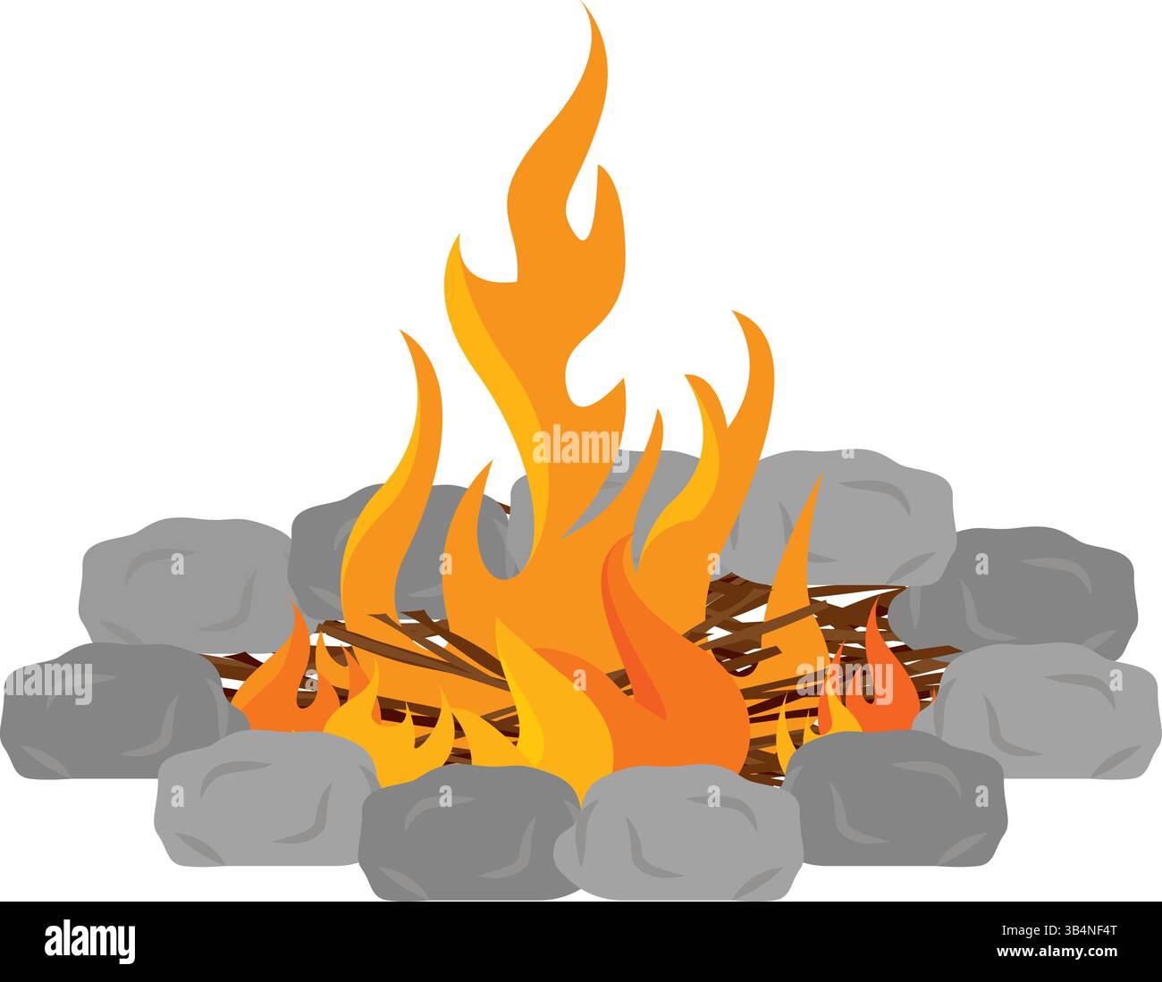 Campfire with surrounding rocks. Vector illustration Stock Vector Image ...