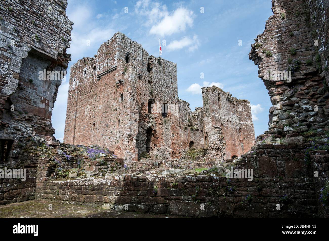 The image is of the castle gatehouse and Keep at the ruins of the 13th ...
