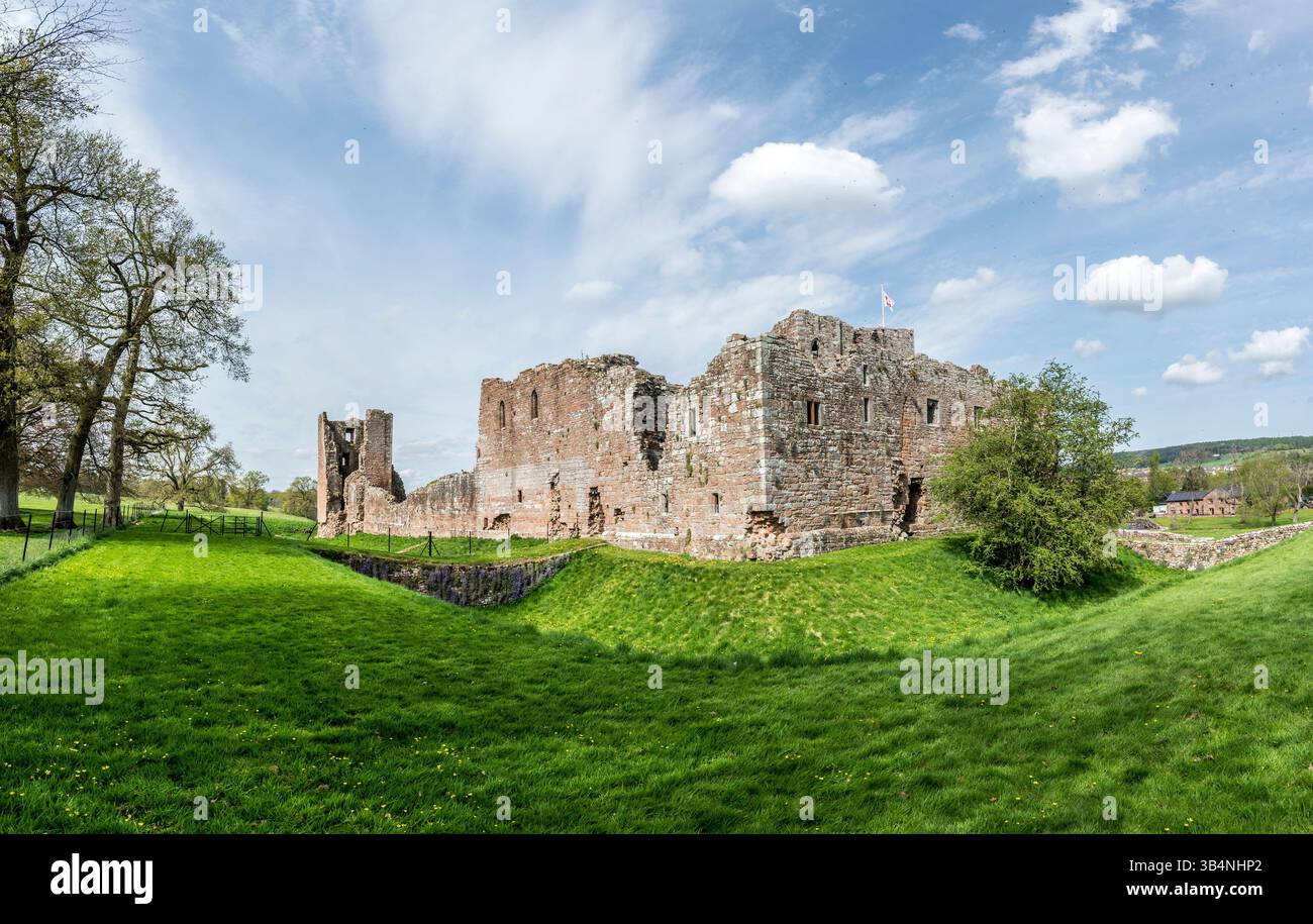 The image is of the ruins of the external walls, tower and moat at 13th ...