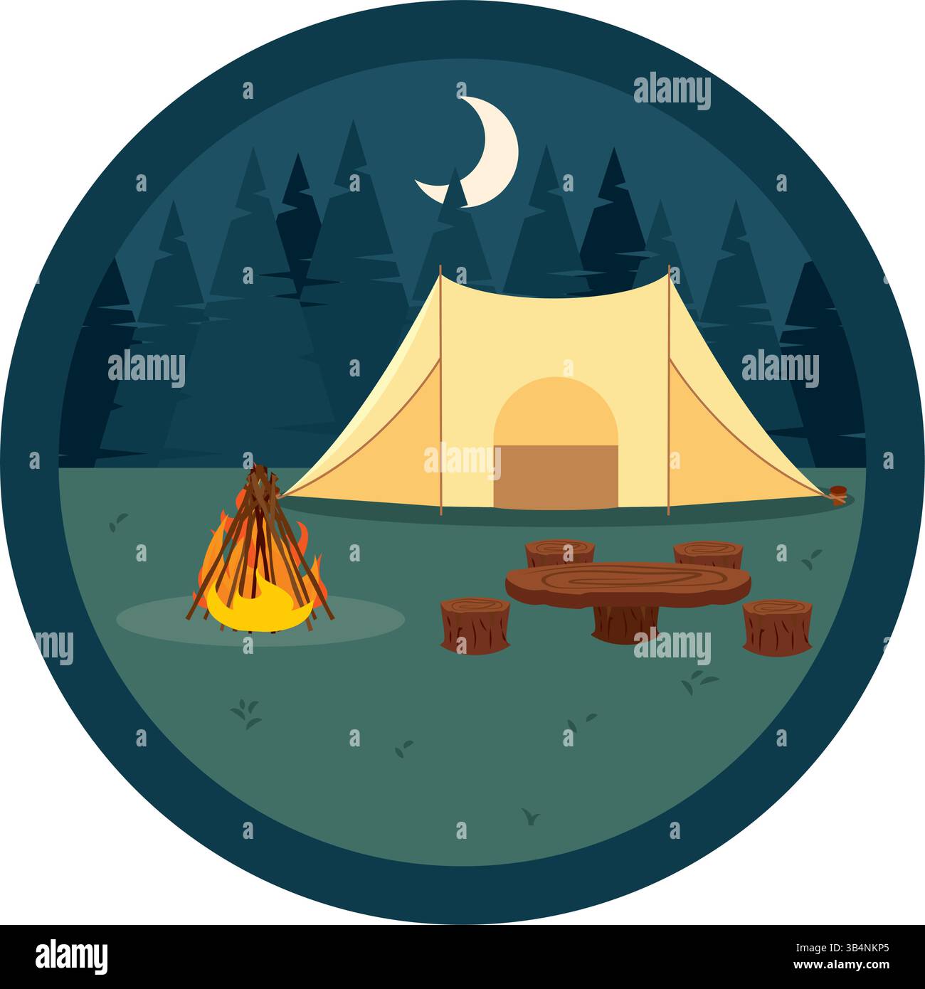 Night tent with campfire. Vector illustration Stock Vector Image & Art - Alamy