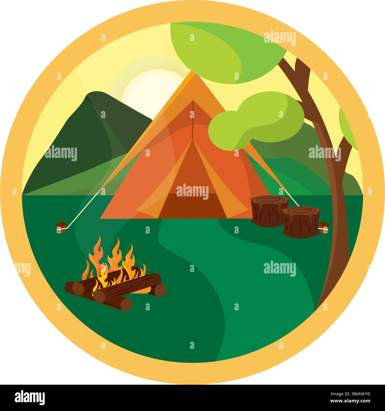 Logs and sunset Stock Vector Images - Alamy