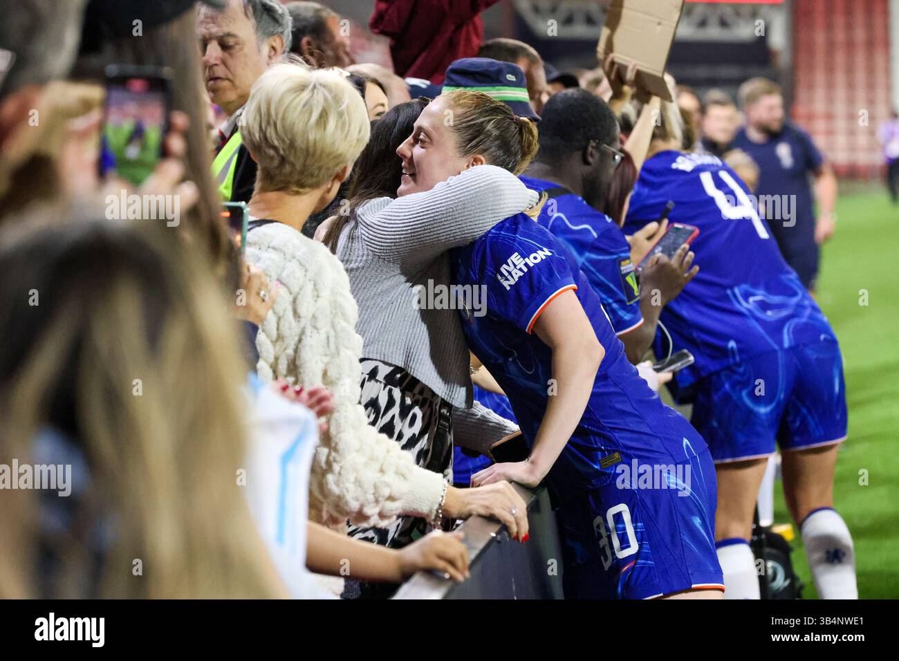 LEIGH, ENGLAND - APRIL 30: Chelsea players celebrating securing the ...
