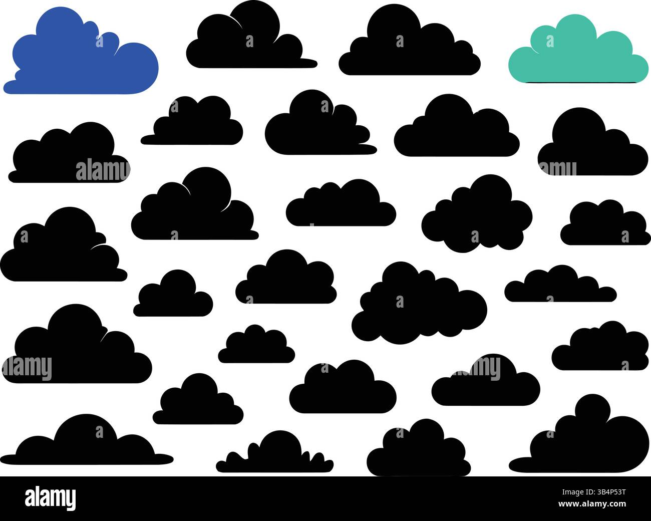set of black vector clouds icons, symbols and illustrations related to ...
