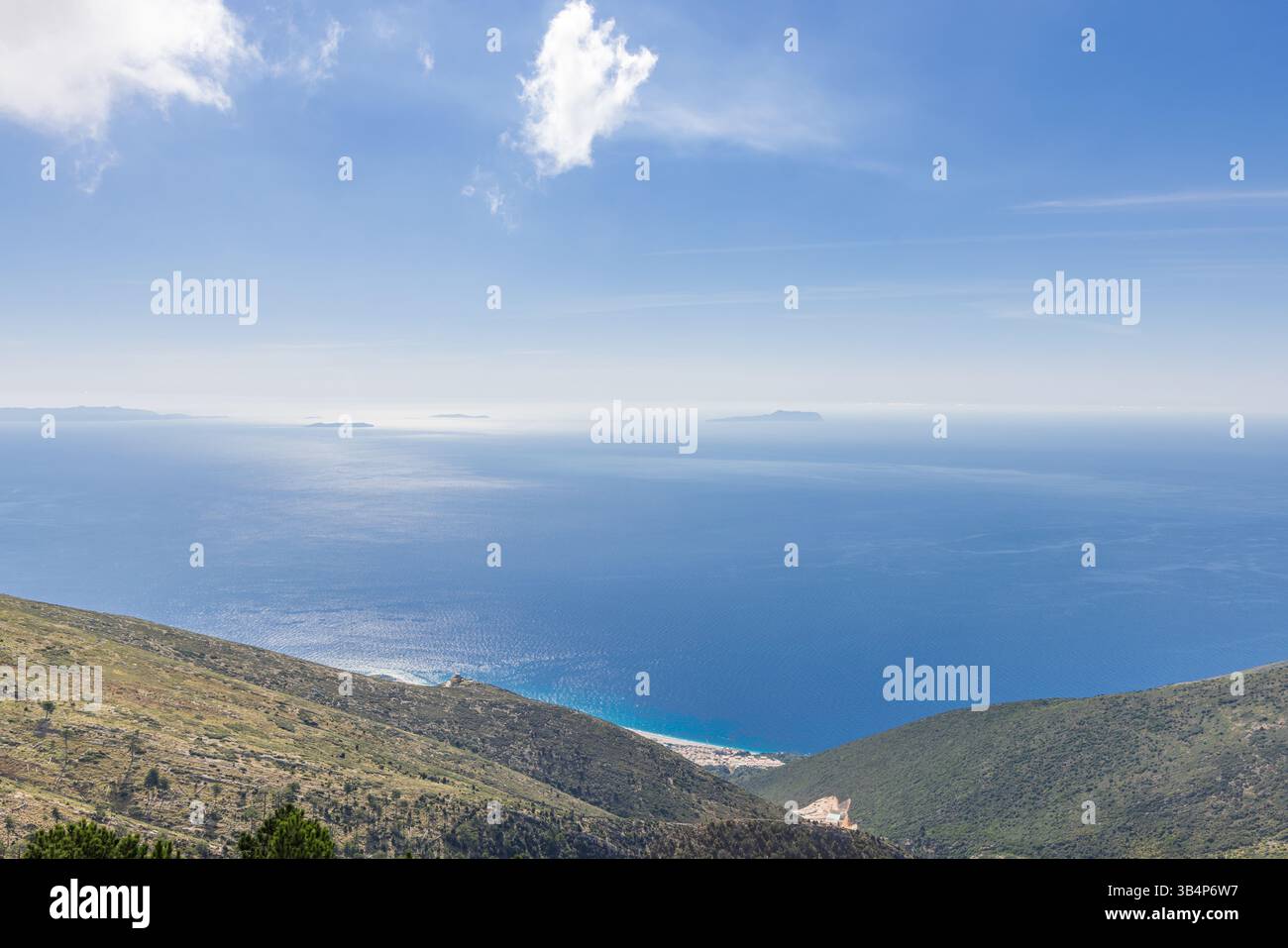 Llogara Pass, Vlore, Albania. View of the Straits of Corfu, between the ...