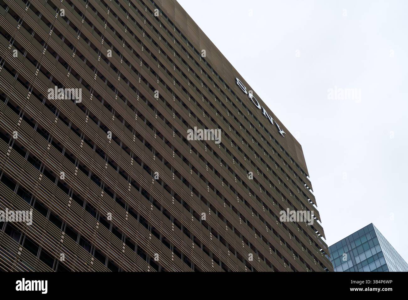 Tokyo, Japan - Sep 30 2024, panoramic view from below of the facade of ...