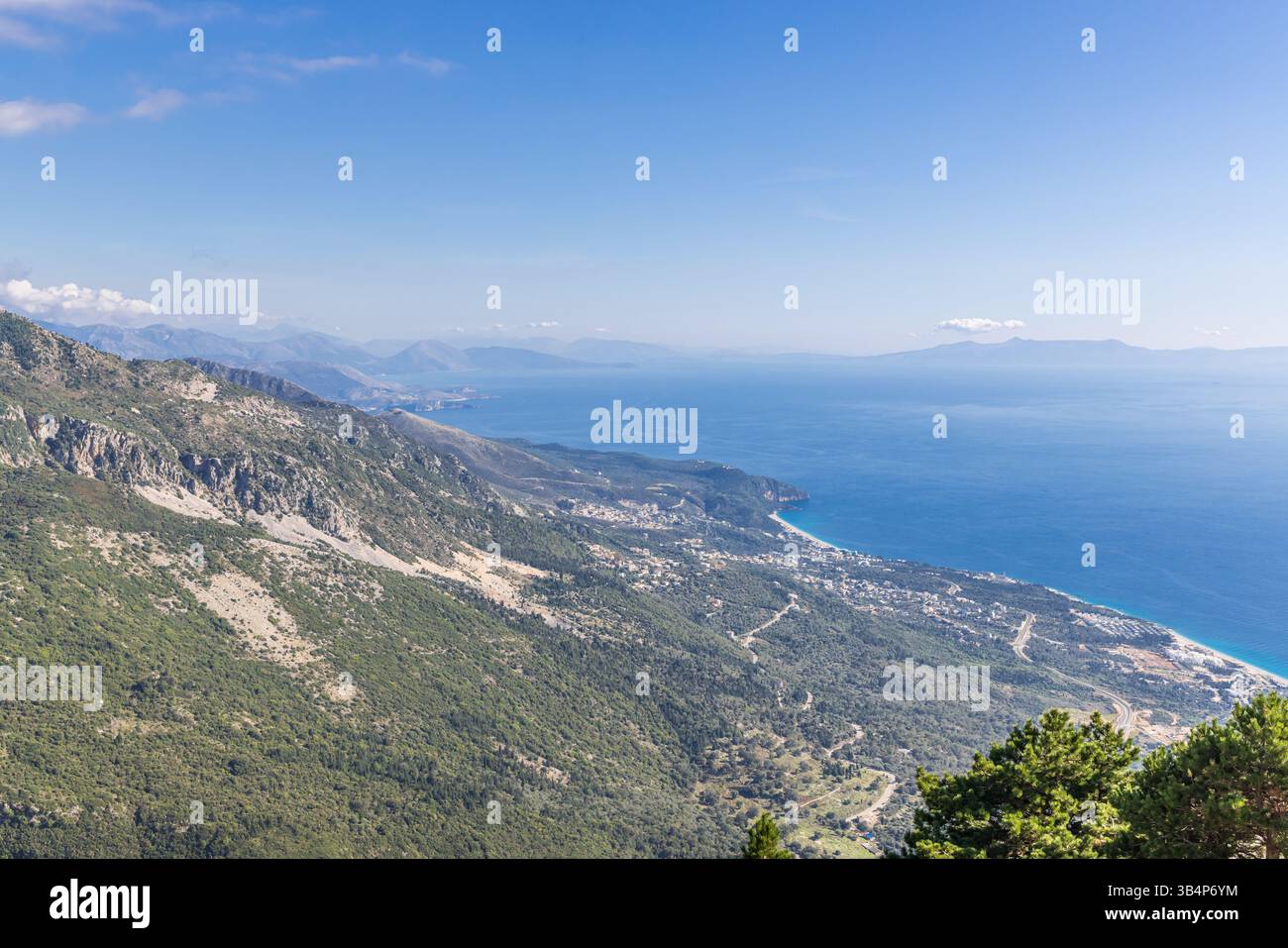 Llogara Pass, Vlore, Albania. View of the Straits of Corfu, between the ...