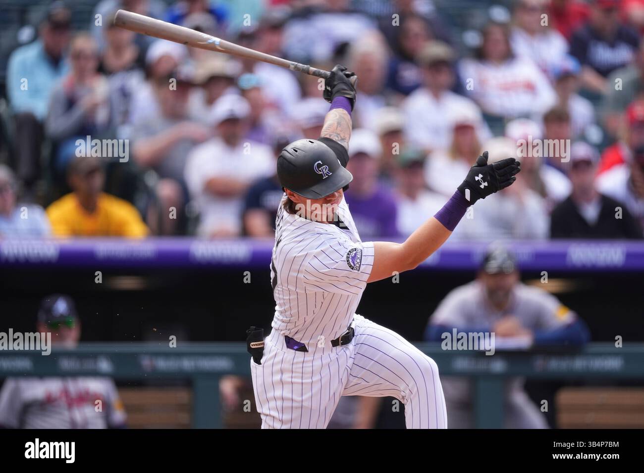 Colorado Rockies left fielder Jordan Beck (27) in the sixth inning of a ...